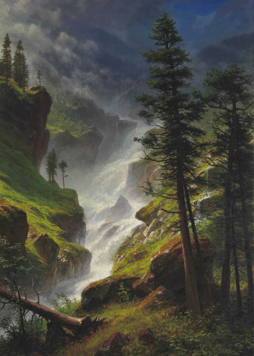 'Rocky Mountain Waterfall' Poster, picture, metal print, paint by ...
