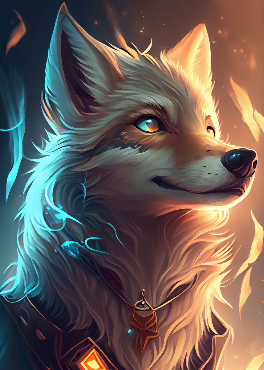 'Cute Wolf Animal Cartoon' Poster, picture, metal print, paint by ...