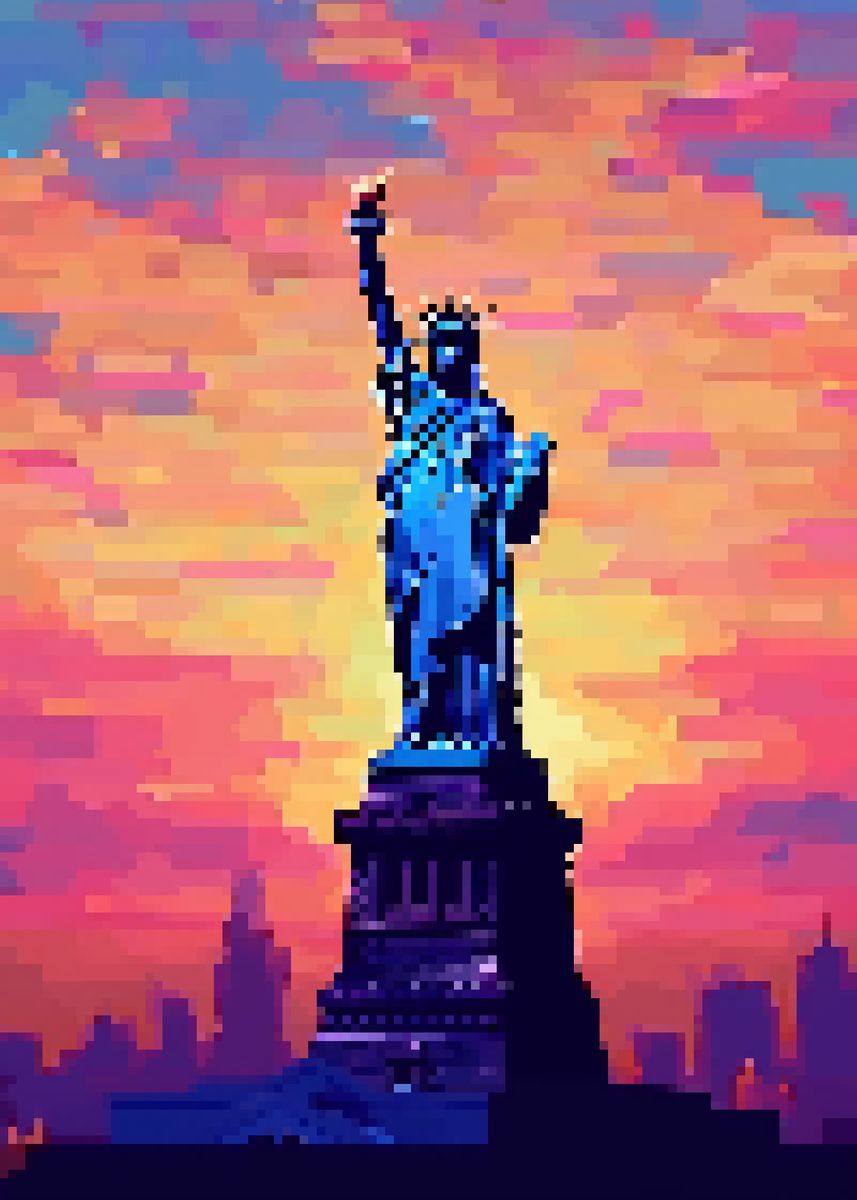 'Statue Liberty pixel art' Poster, picture, metal print, paint by ...