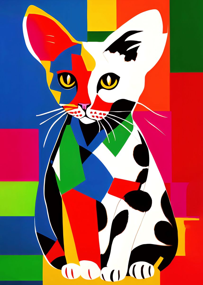 'Colorful Wild Cat Painting' Poster, picture, metal print, paint by ...
