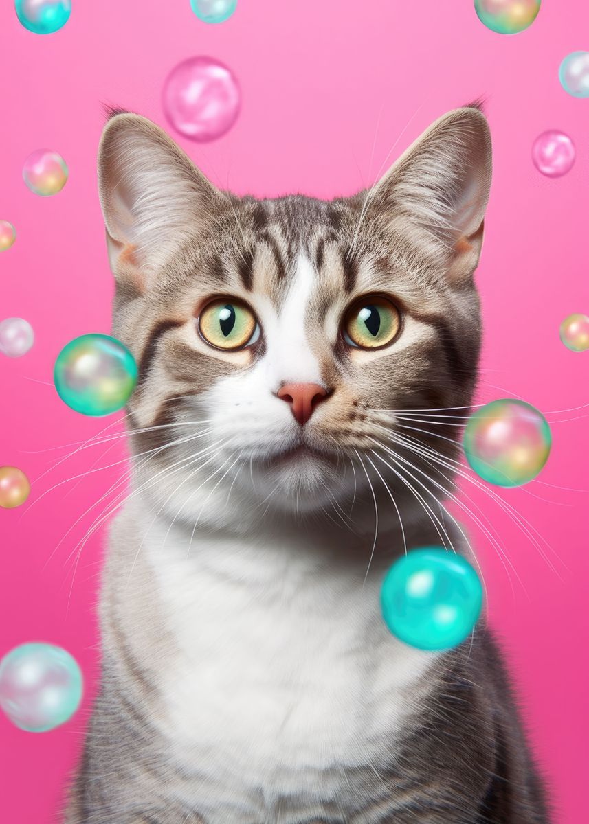 'Portrait of Mr Mc Cat III' Poster, picture, metal print, paint by ...