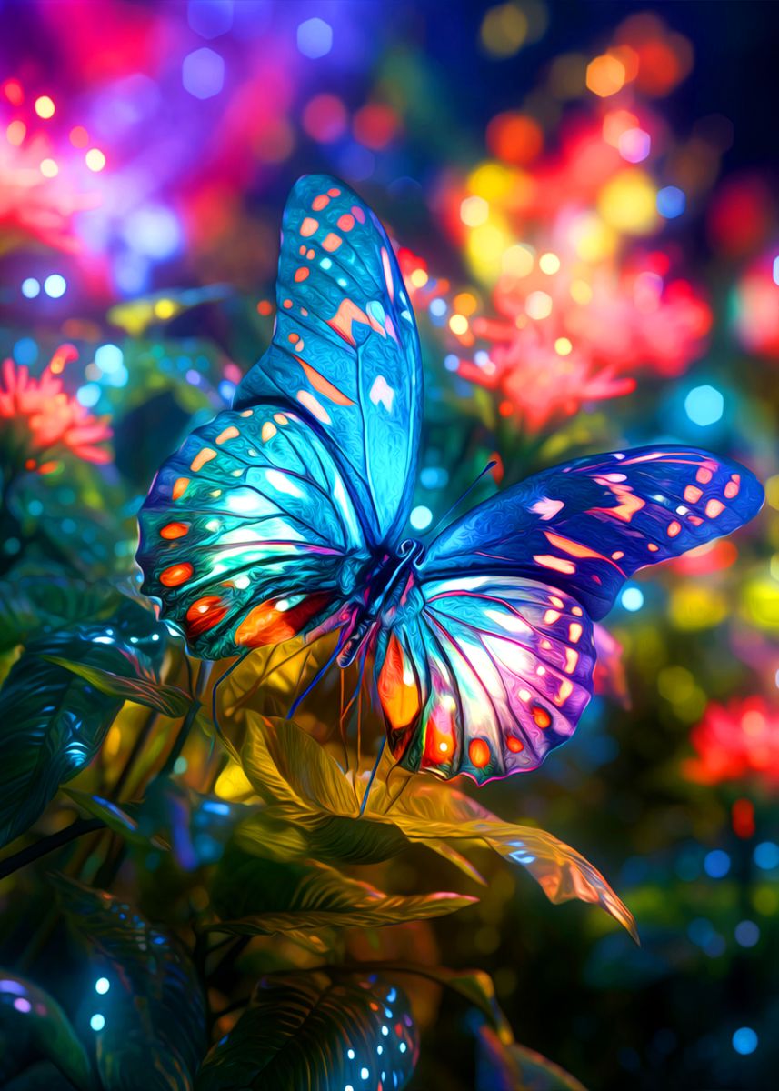 'Colorful Butterfly' Poster, picture, metal print, paint by minh doan | Displate