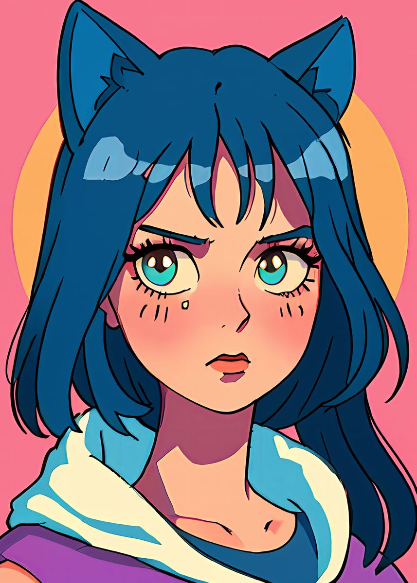 'Cyber Cat Girl ' Poster by Rizky Irawan | Displate