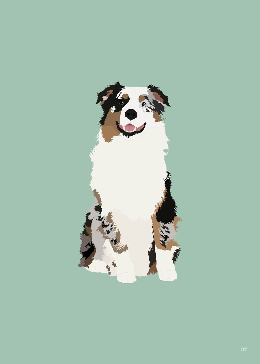 'Australian Shepherd Dog' Poster, picture, metal print, paint by Alo ...