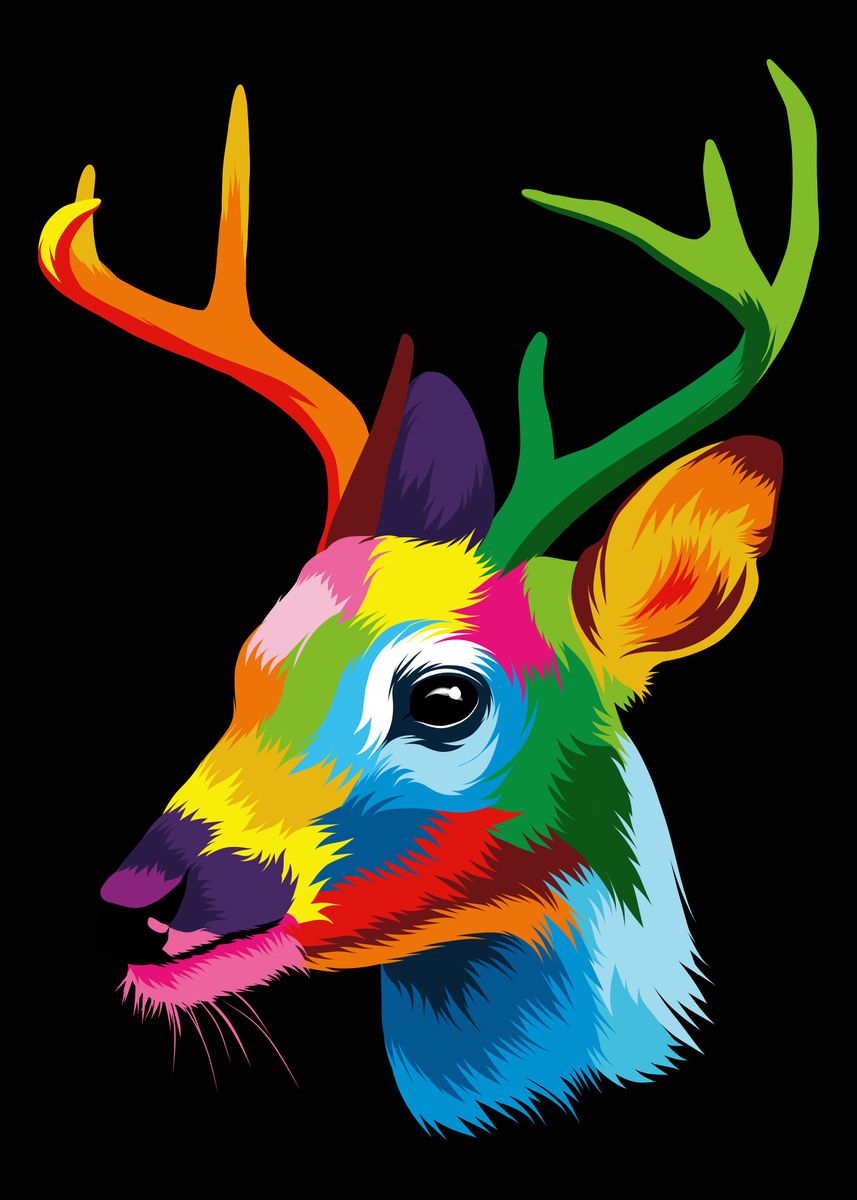 'Abstract deer head' Poster, picture, metal print, paint by Le Duc Hiep ...