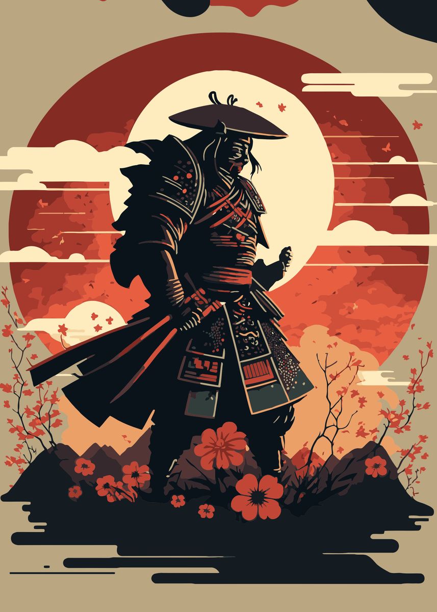 'Japanese samurai warrior' Poster, picture, metal print, paint by ...
