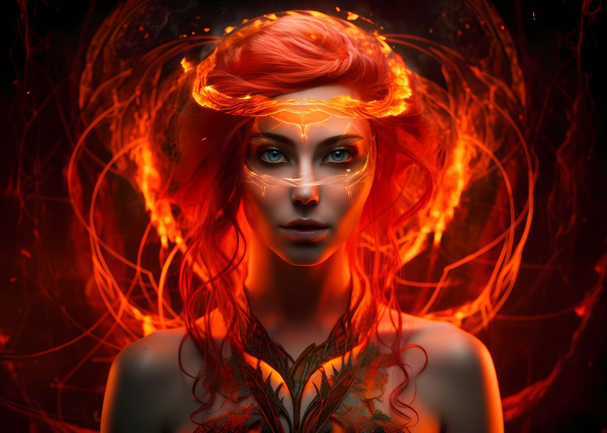 'Beautiful fire mage' Poster by Jiri Hodecek | Displate