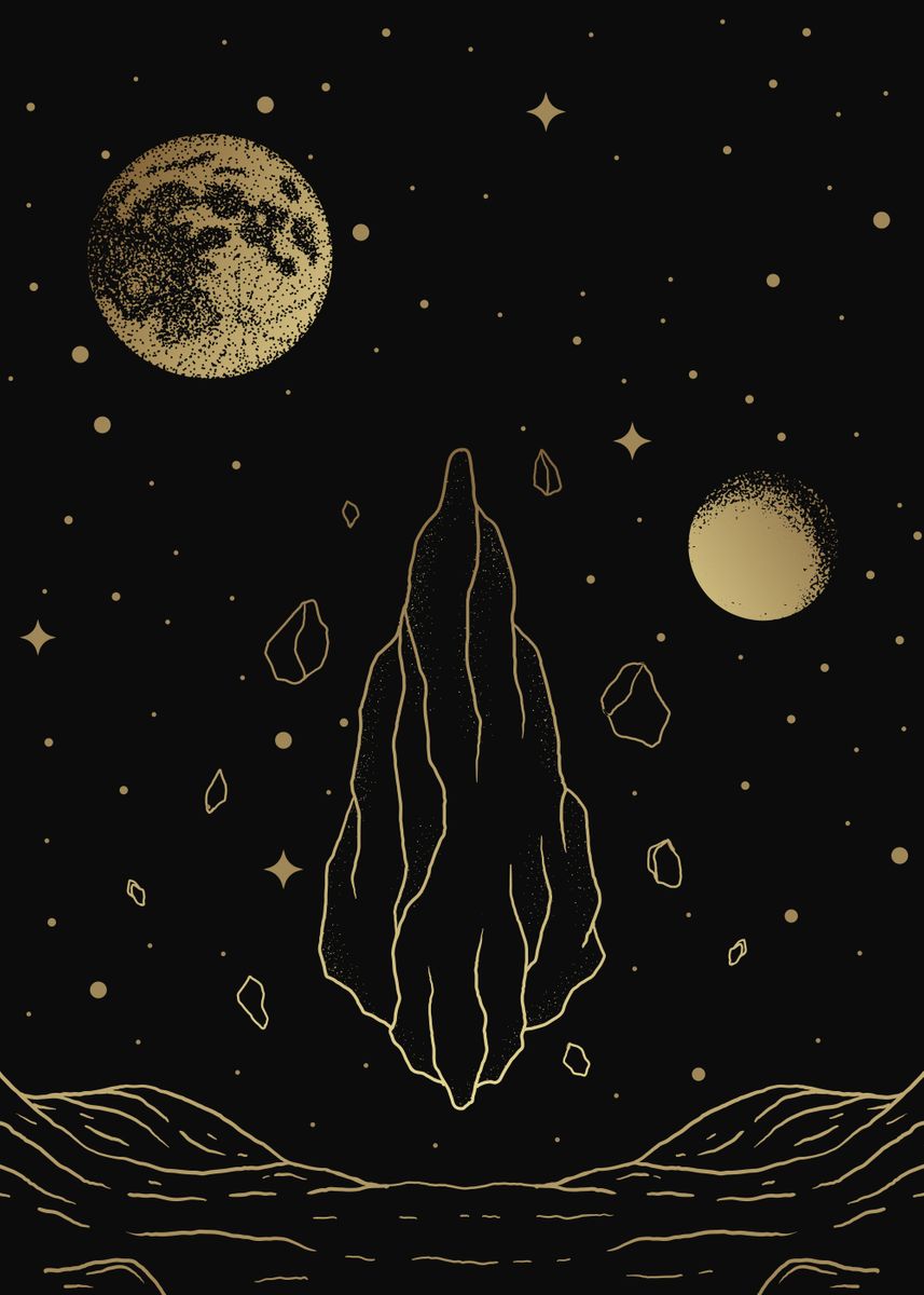 'Stone in outer space' Poster by Hasnaa Art | Displate
