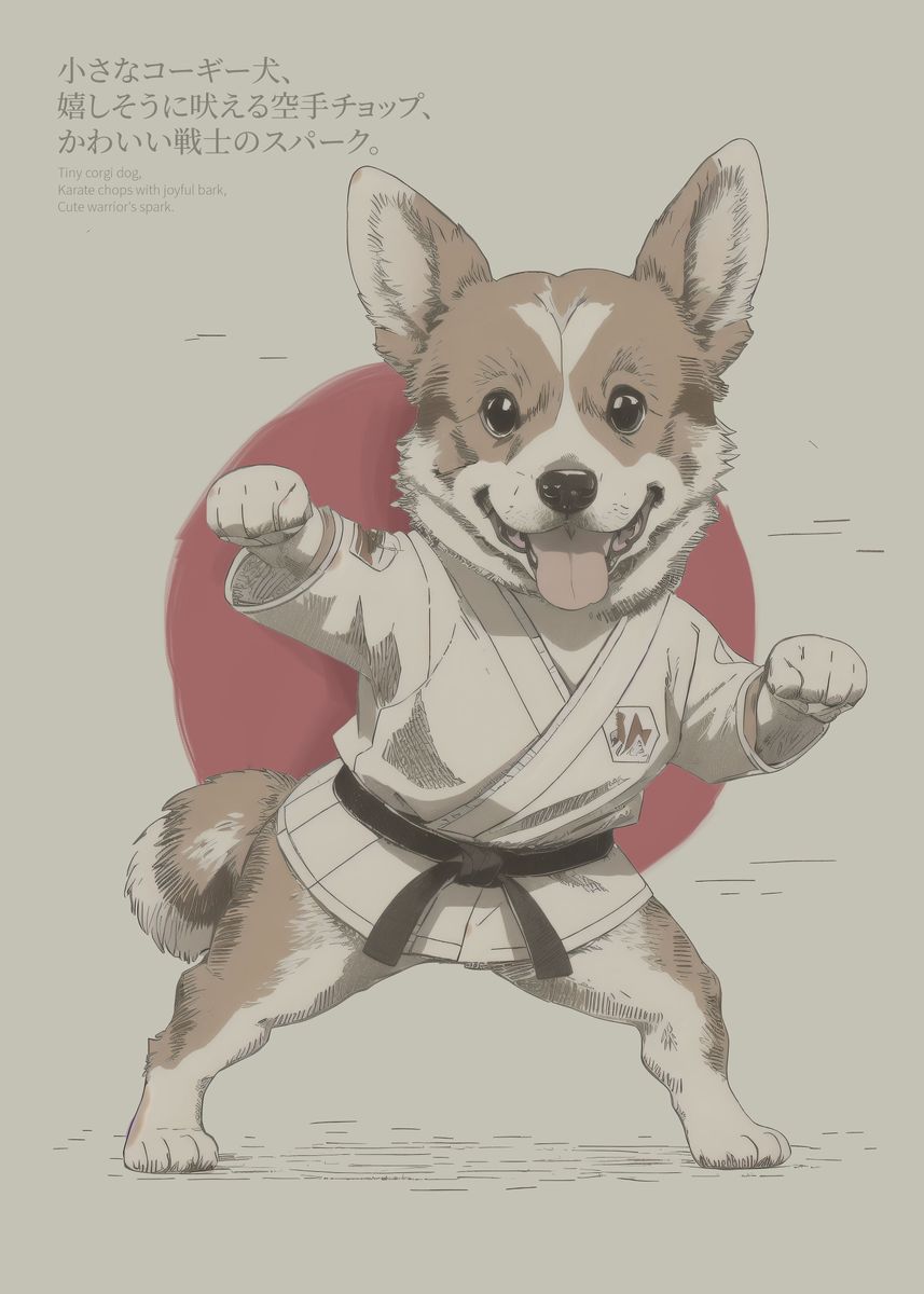 'Karate Corgi' Poster, picture, metal print, paint by BambooDeer | Displate