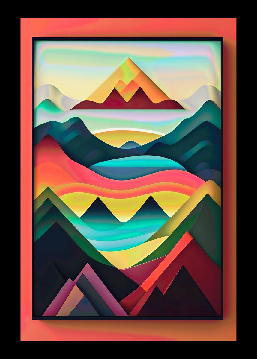 'Layer Colored Mountains' Poster, picture, metal print, paint by ...
