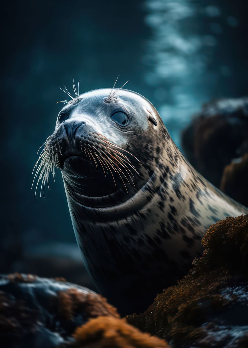 'Curious seal' Poster by Zooscape Wildlife | Displate