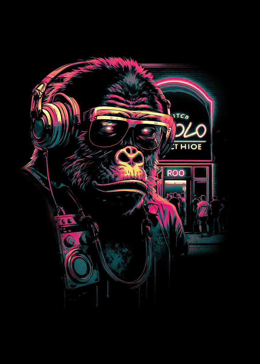 'Neon gorilla design' Poster by thetshirtshop2020 | Displate