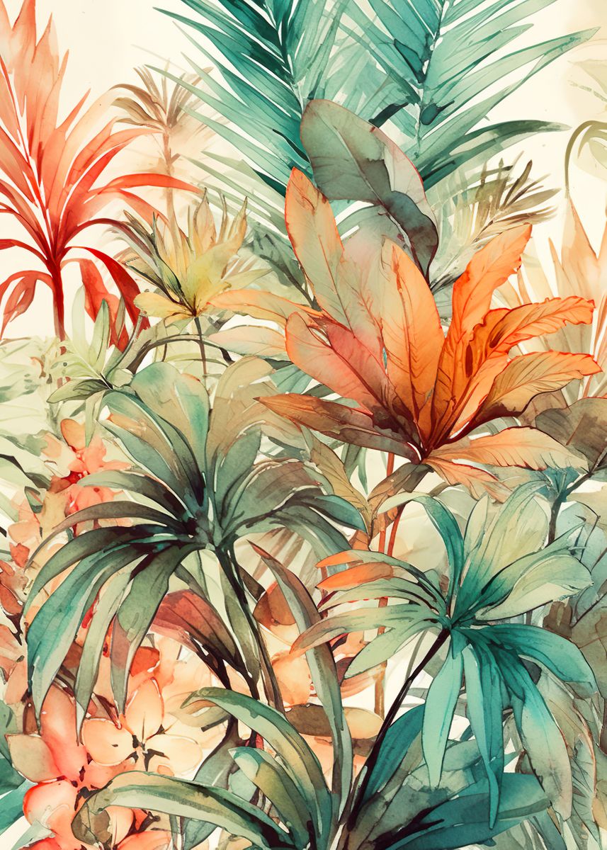 'Tropical Watercolor' Poster, picture, metal print, paint by Quasarai ...