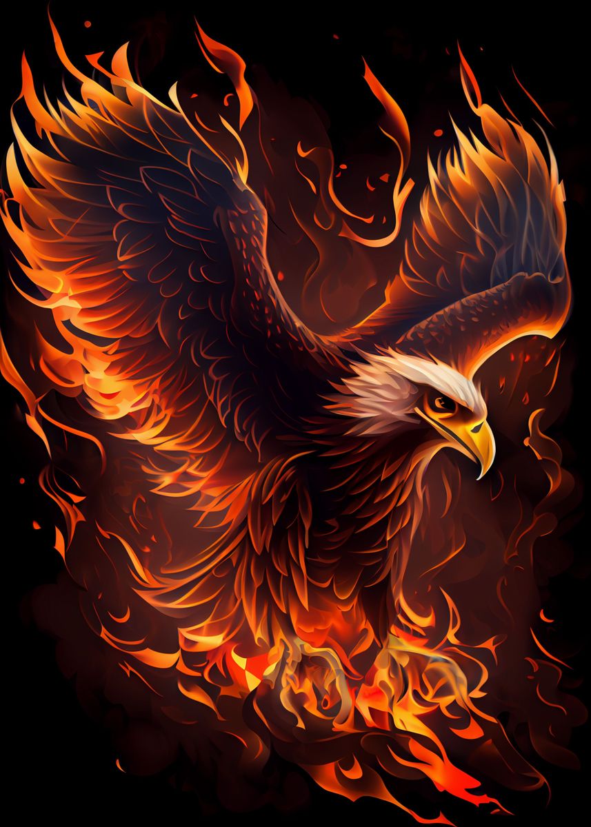 'Eagle Bird Animal Fire' Poster, picture, metal print, paint by Ranking ...