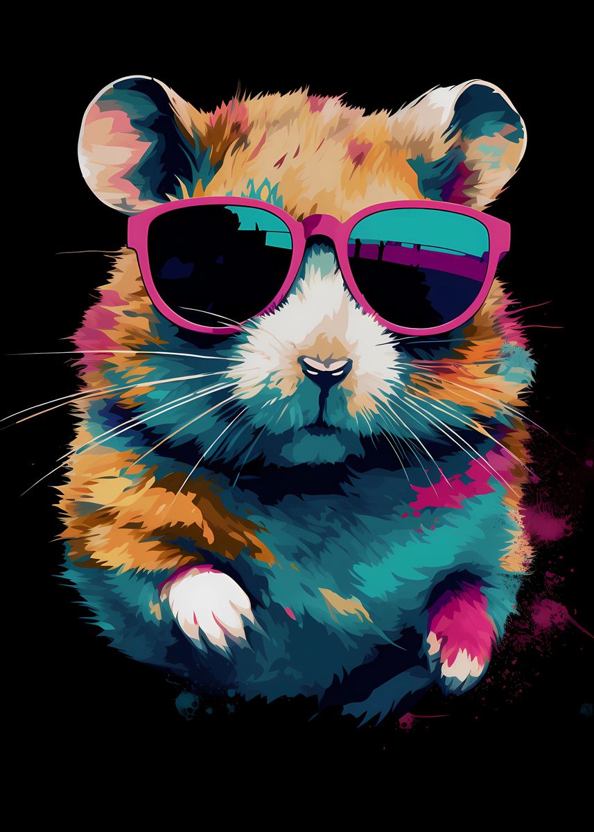 'Hamster With Sunglasses' Poster, picture, metal print, paint by ...