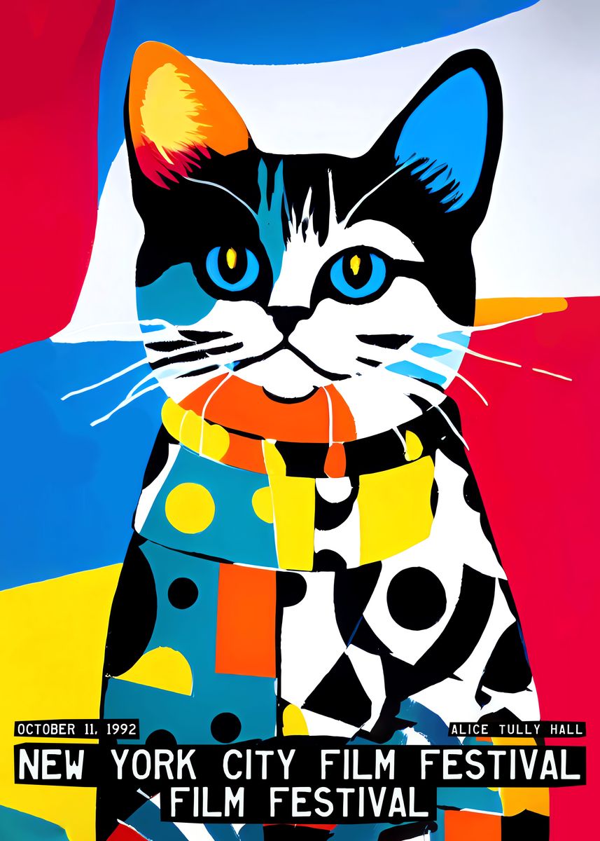 'NYC Film Festival Retro' Poster, picture, metal print, paint by BluePinkPanther | Displate