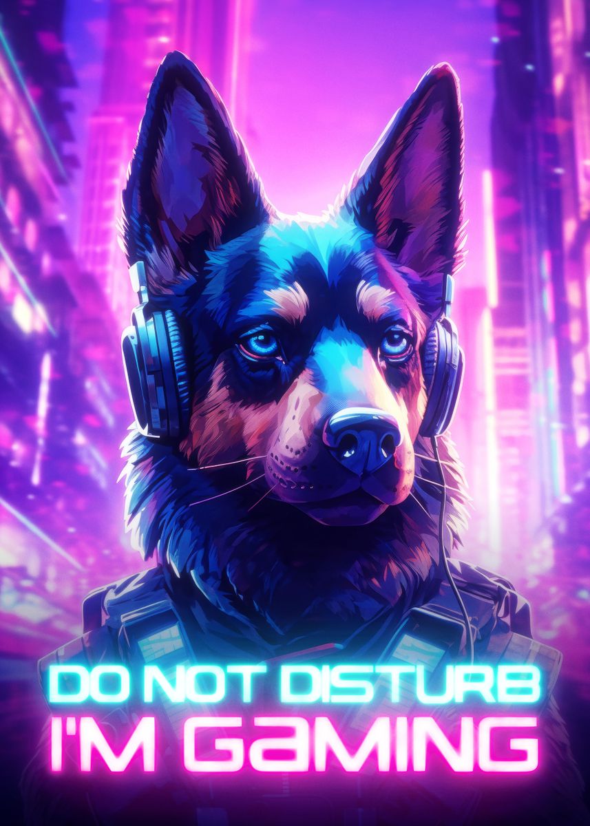 'German Shepherd Gaming' Poster, picture, metal print, paint by Pucaaa ...