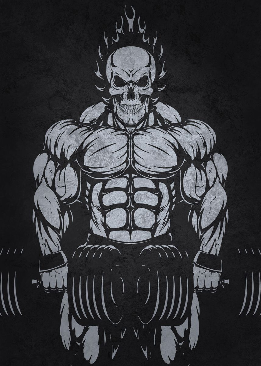'Skull Head Bodybuilder' Poster by CHAN | Displate