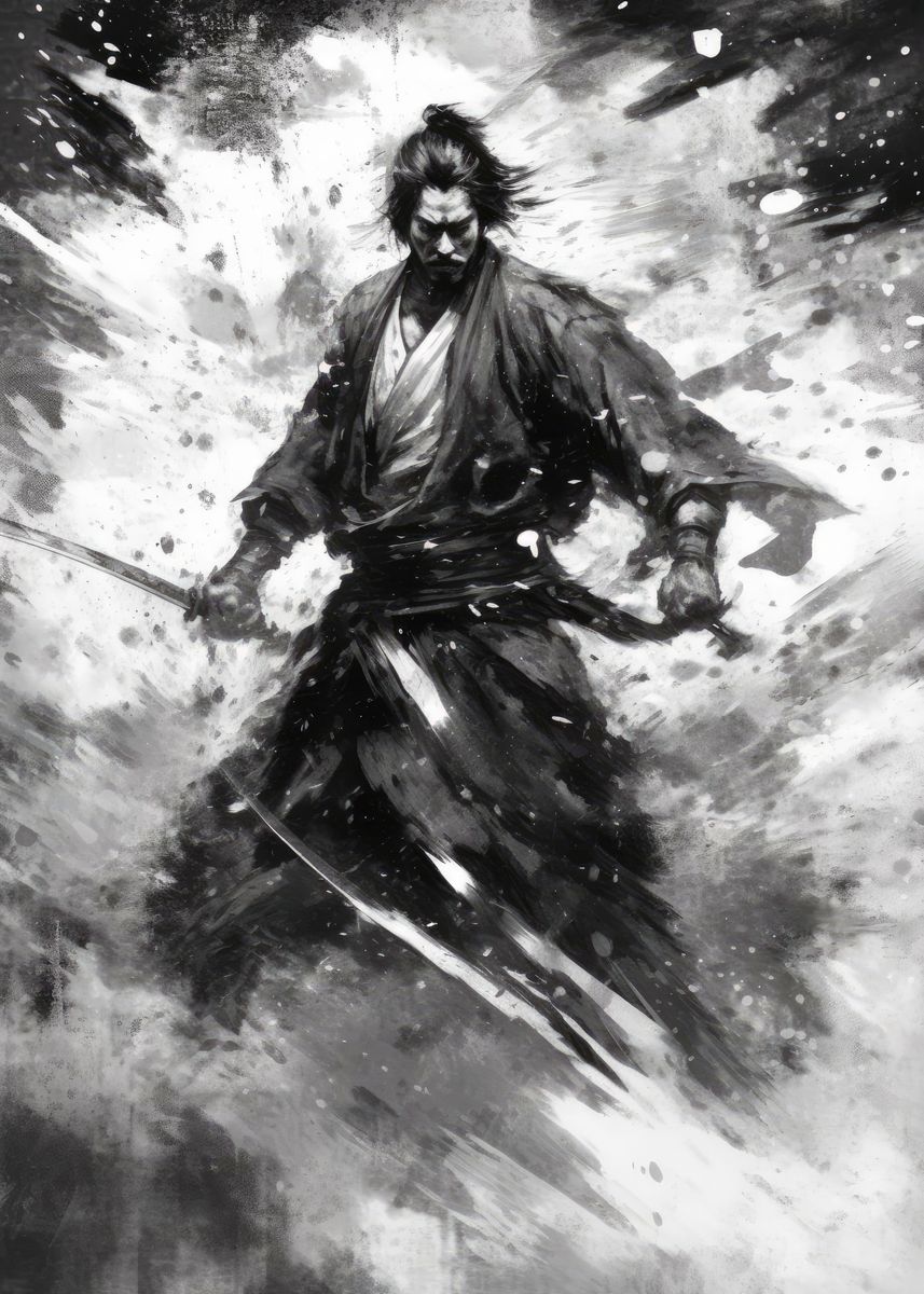'Inked Samurai Standoff' Poster, picture, metal print, paint by Ambient ...