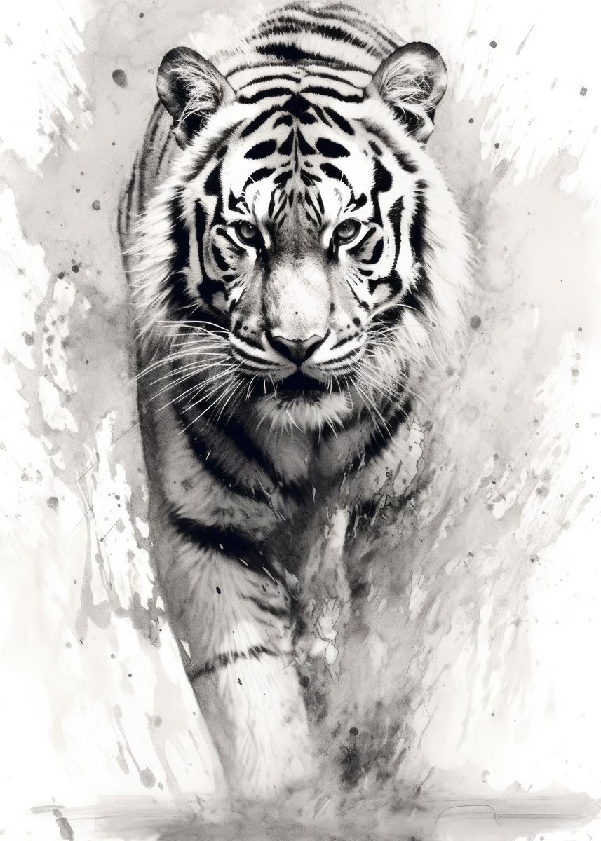 'Tiger in the Mist' Poster, picture, metal print, paint by Ambient ...