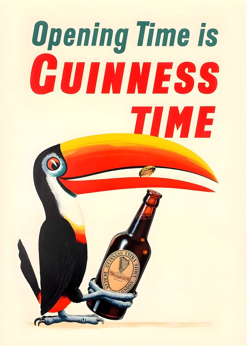 'Guinness Time Toucan' Poster, picture, metal print, paint by Vintage ...