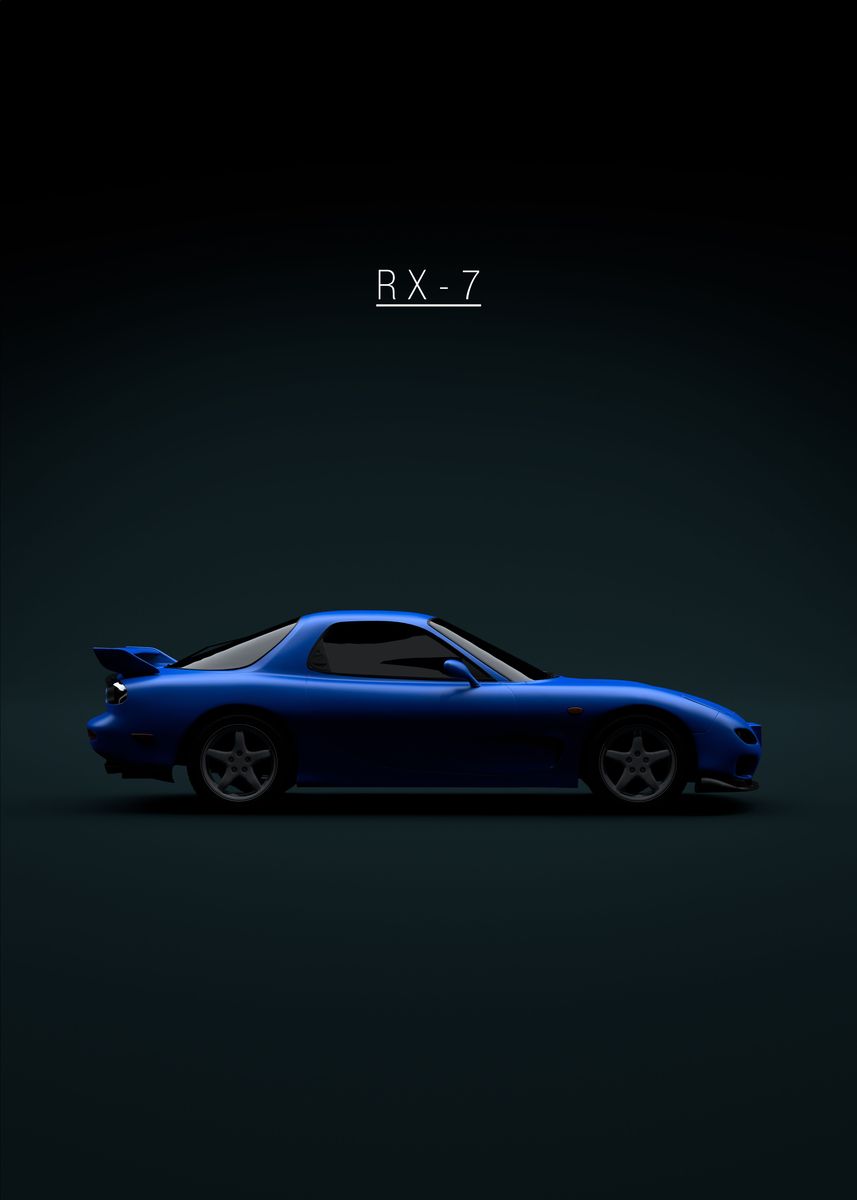 'Mazda RX7 1999 Blue' Poster, picture, metal print, paint by 21 MXM ...
