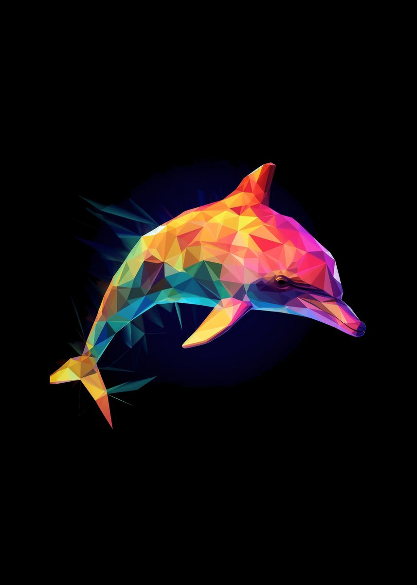 'Geometric Dolphin Animal' Poster by CrownMerch | Displate