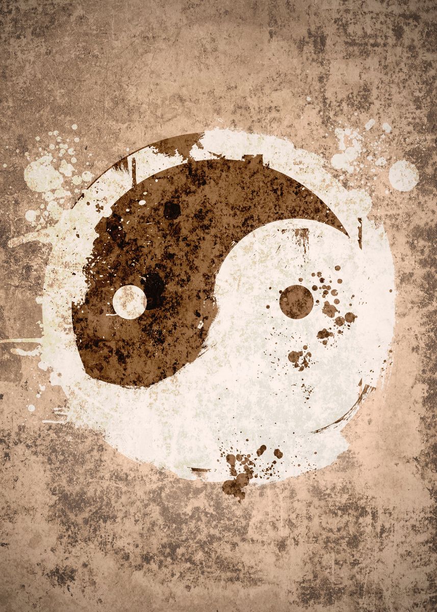 'Vintage Yin and yang ' Poster, picture, metal print, paint by Leika ...