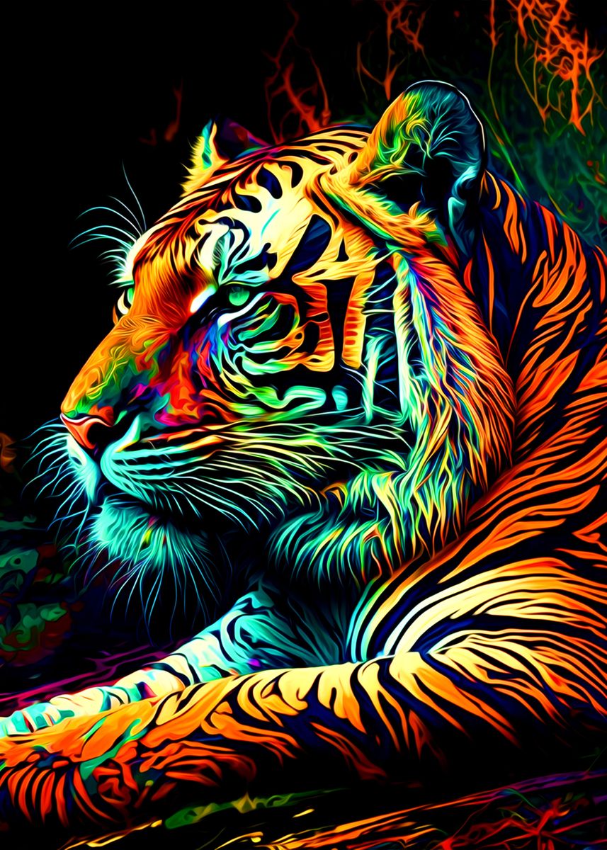 'Colorful Tiger' Poster, picture, metal print, paint by thanh tras ...