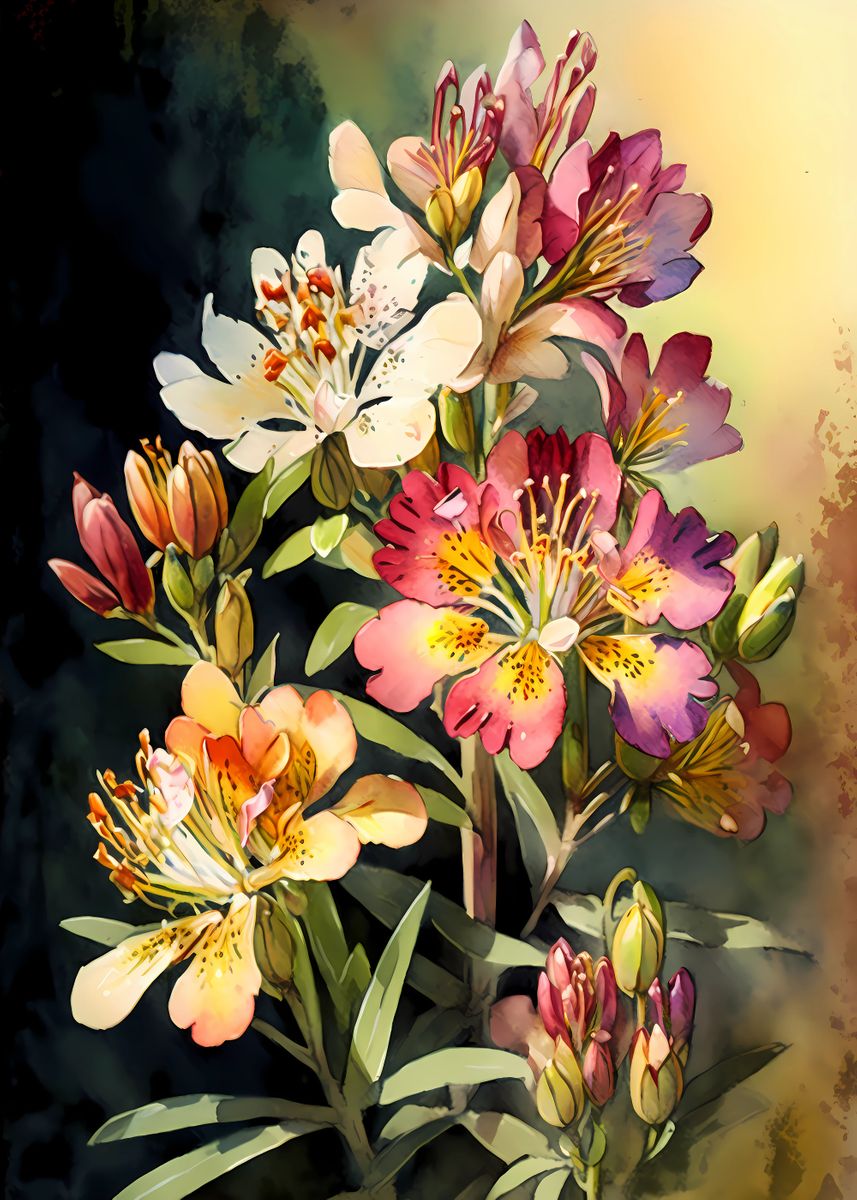'Alstroemeria Flower Bloom' Poster, picture, metal print, paint by ...