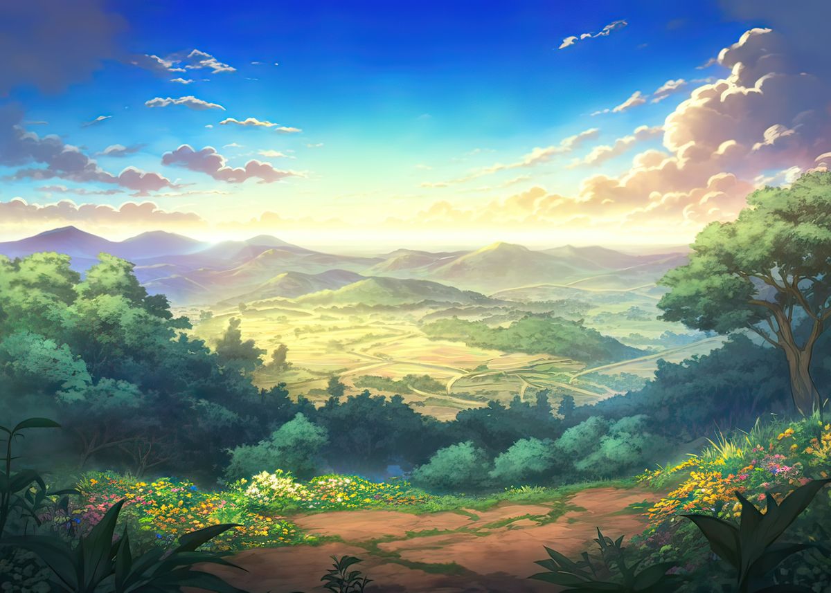 'Hilltop View of Landscape' Poster by AJ | Displate