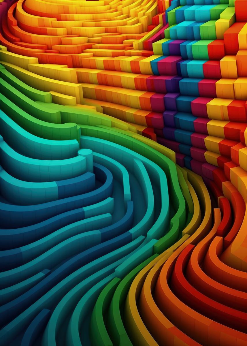 'Geometric Rainbow Oasis' Poster by Wonderful World Of Stuff | Displate