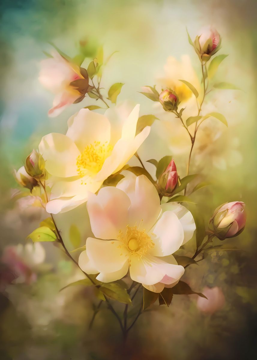 'Vintage Flowers' Poster, picture, metal print, paint by Jamestar ...