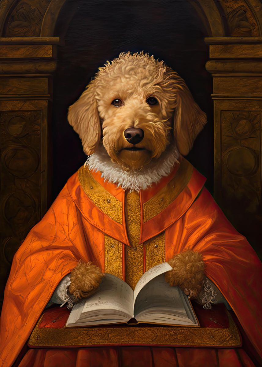 'Goldendoodle The Pope ' Poster, picture, metal print, paint by ...