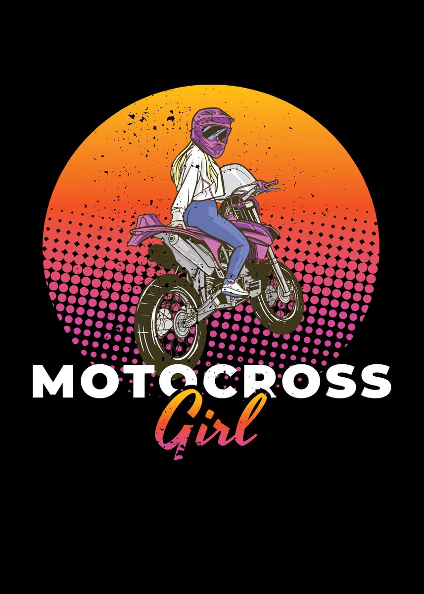 'Motocross Girl Motorcycle' Poster, picture, metal print, paint by ...