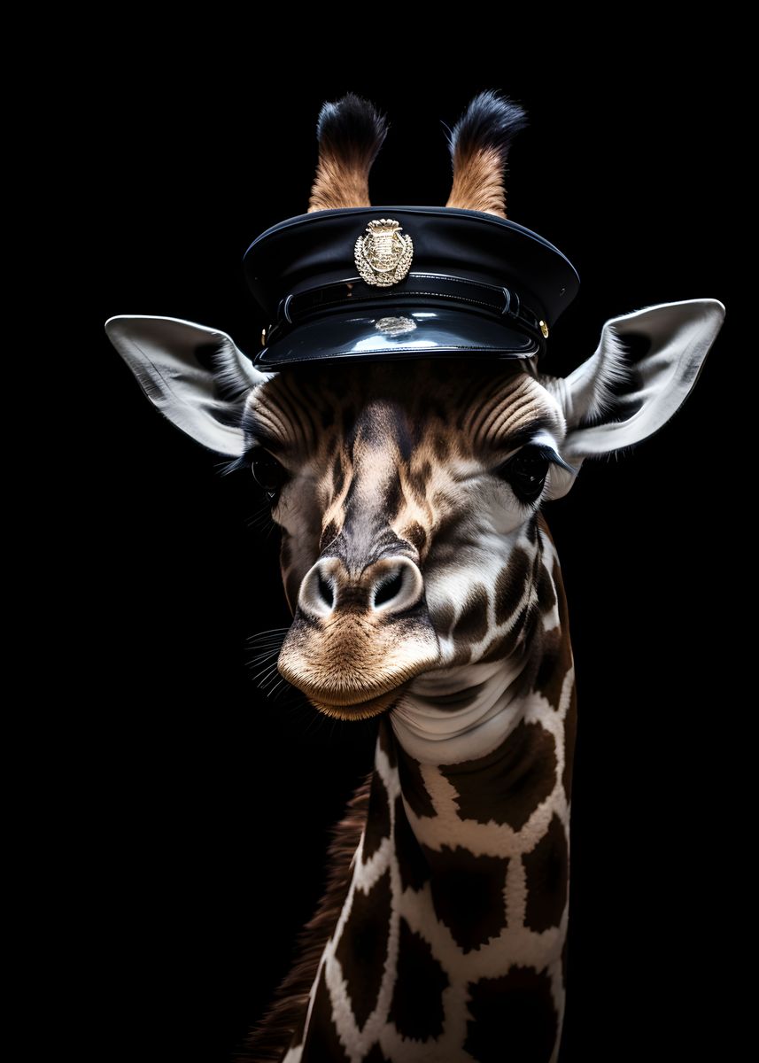 'Police Officer Giraffe' Poster, picture, metal print, paint by Makadur ...