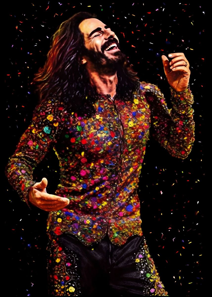 'Singing Happy Man Portrait' Poster, picture, metal print, paint by ...