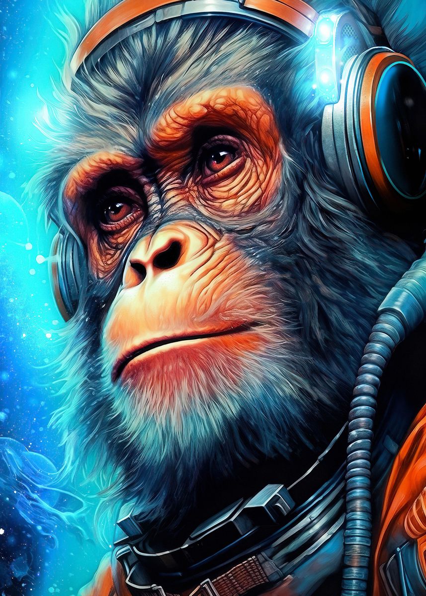 'Space Monkey' Poster, picture, metal print, paint by Bruno Macedo ...