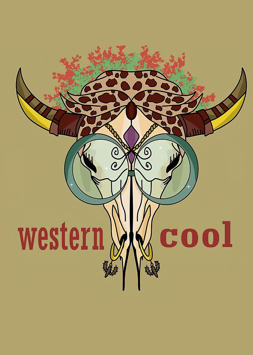 'Cool western leopard cow' Poster, picture, metal print, paint by ...