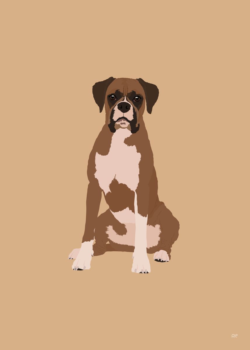 'Boxer Dog Illustration' Poster, picture, metal print, paint by aio ...