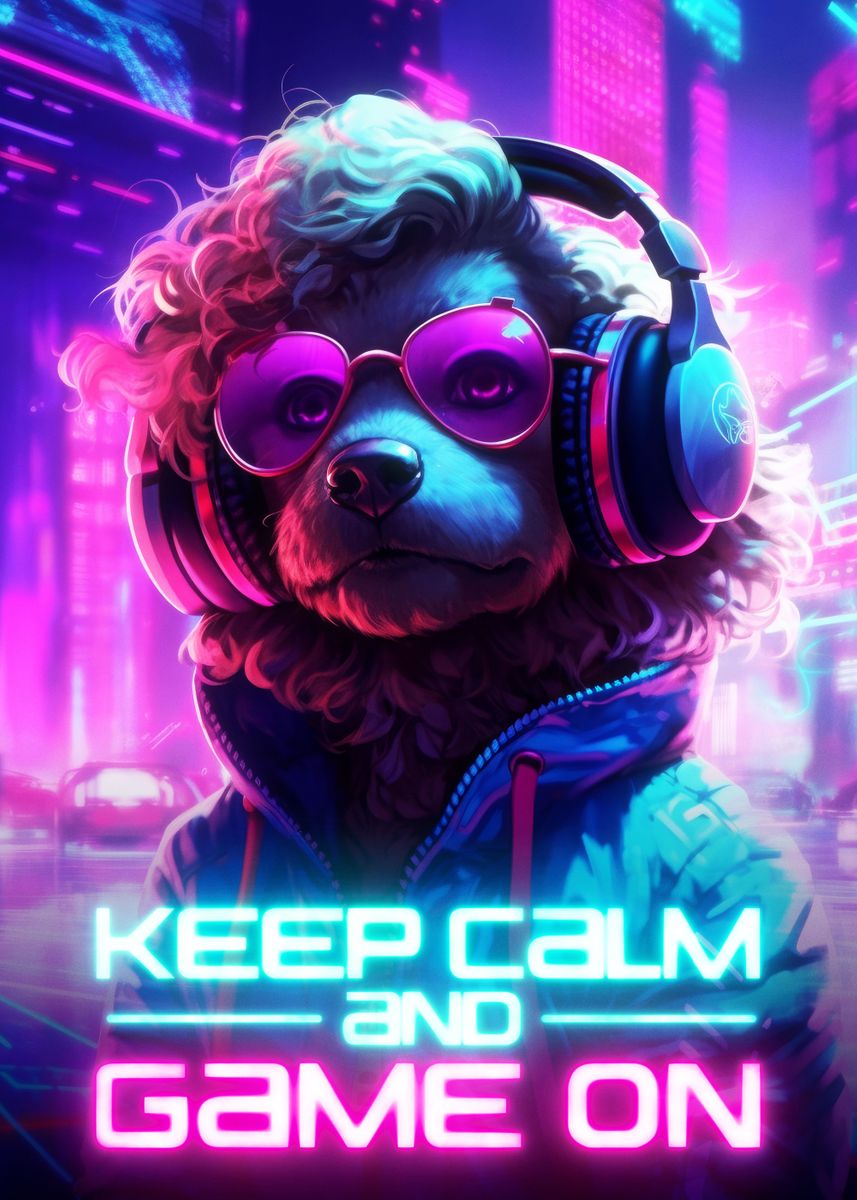 'Poodle Gaming Dog' Poster, picture, metal print, paint by Pucaaa ...