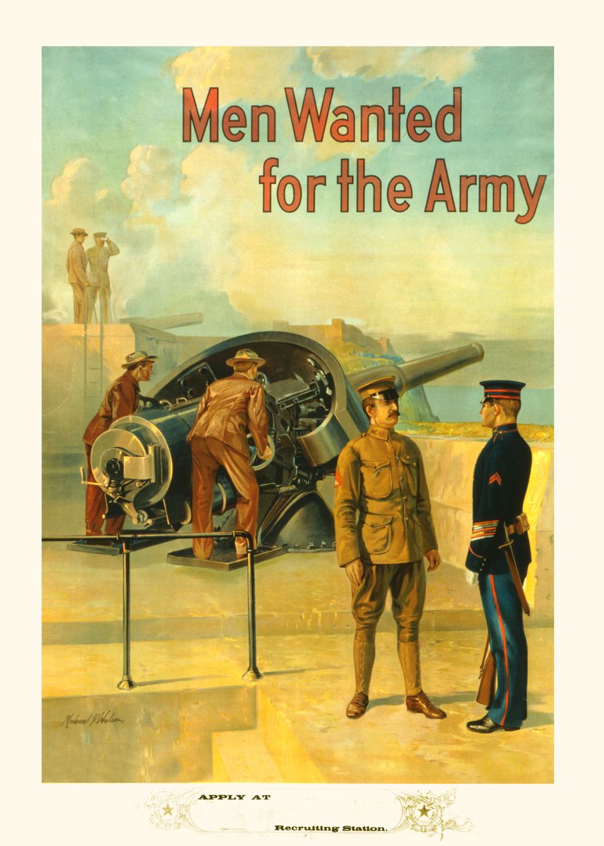 'Men wanted for the army' Poster, picture, metal print, paint by Broken ...