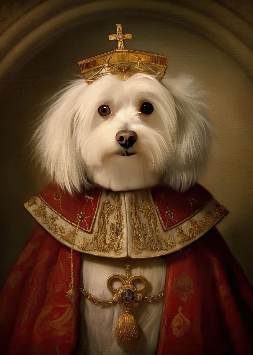 'Havanese The Pope ' Poster, picture, metal print, paint by PetPrints | Displate