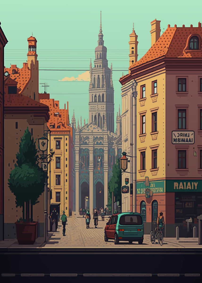 'Poznan 02 Pixel art' Poster, picture, metal print, paint by M Art ...
