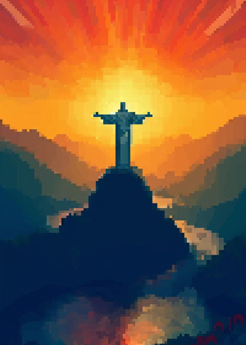 'The Christ pixel art' Poster, picture, metal print, paint by Powerful ...