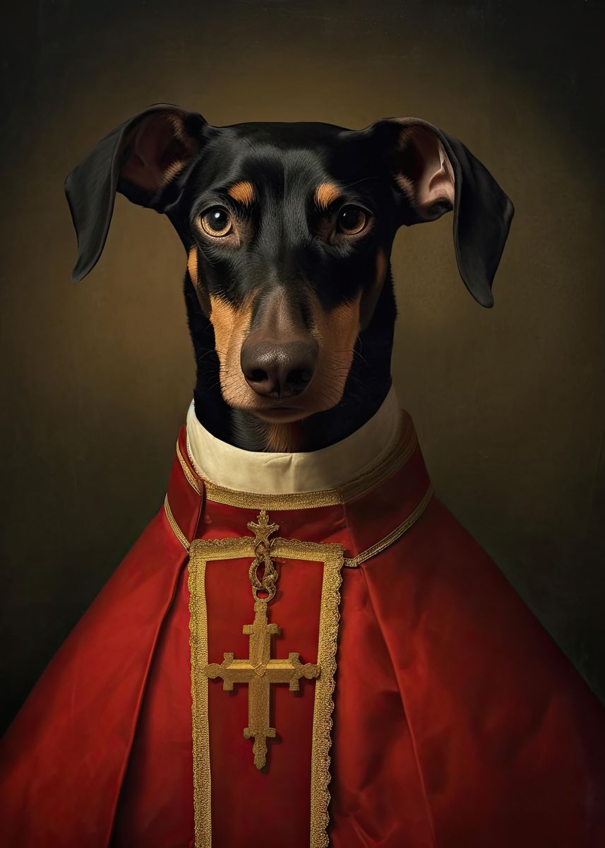 'Doberman The Pope ' Poster, picture, metal print, paint by PetPrints ...