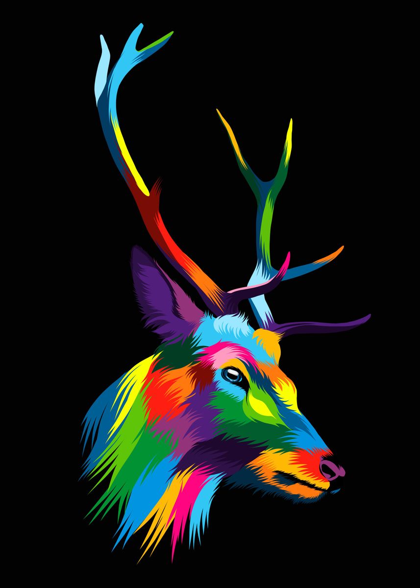 'Abstract deer head' Poster, picture, metal print, paint by Le Duc Hiep ...