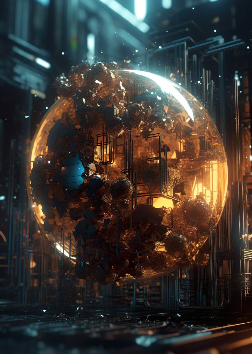 'Abstract Atom Particle' Poster, picture, metal print, paint by ...