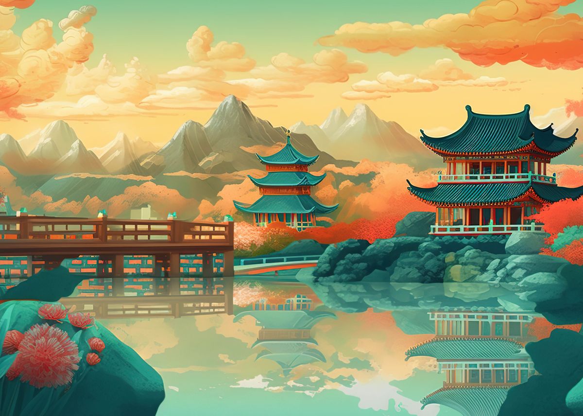 'Chinese landscape Nature' Poster by MatiasCurrie | Displate