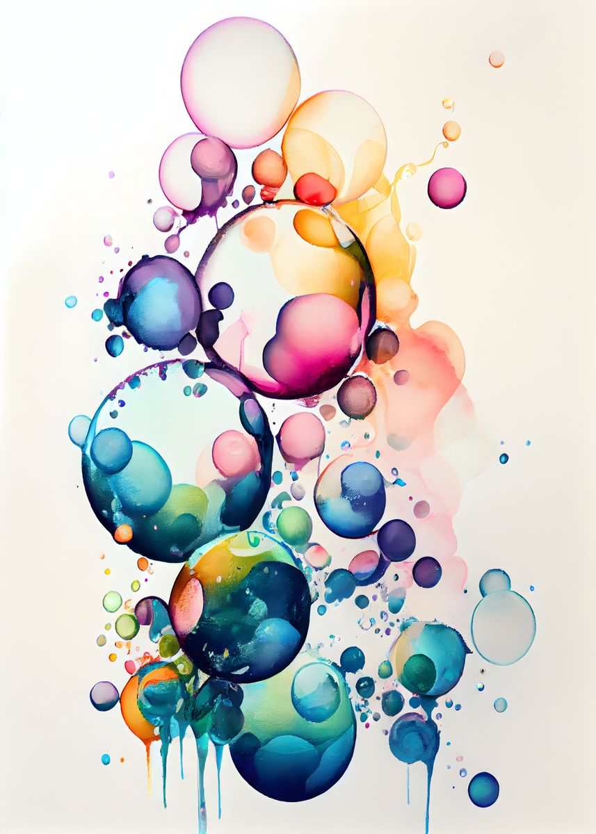 'Light Colorful Bubbles' Poster, picture, metal print, paint by Zanoozi ...